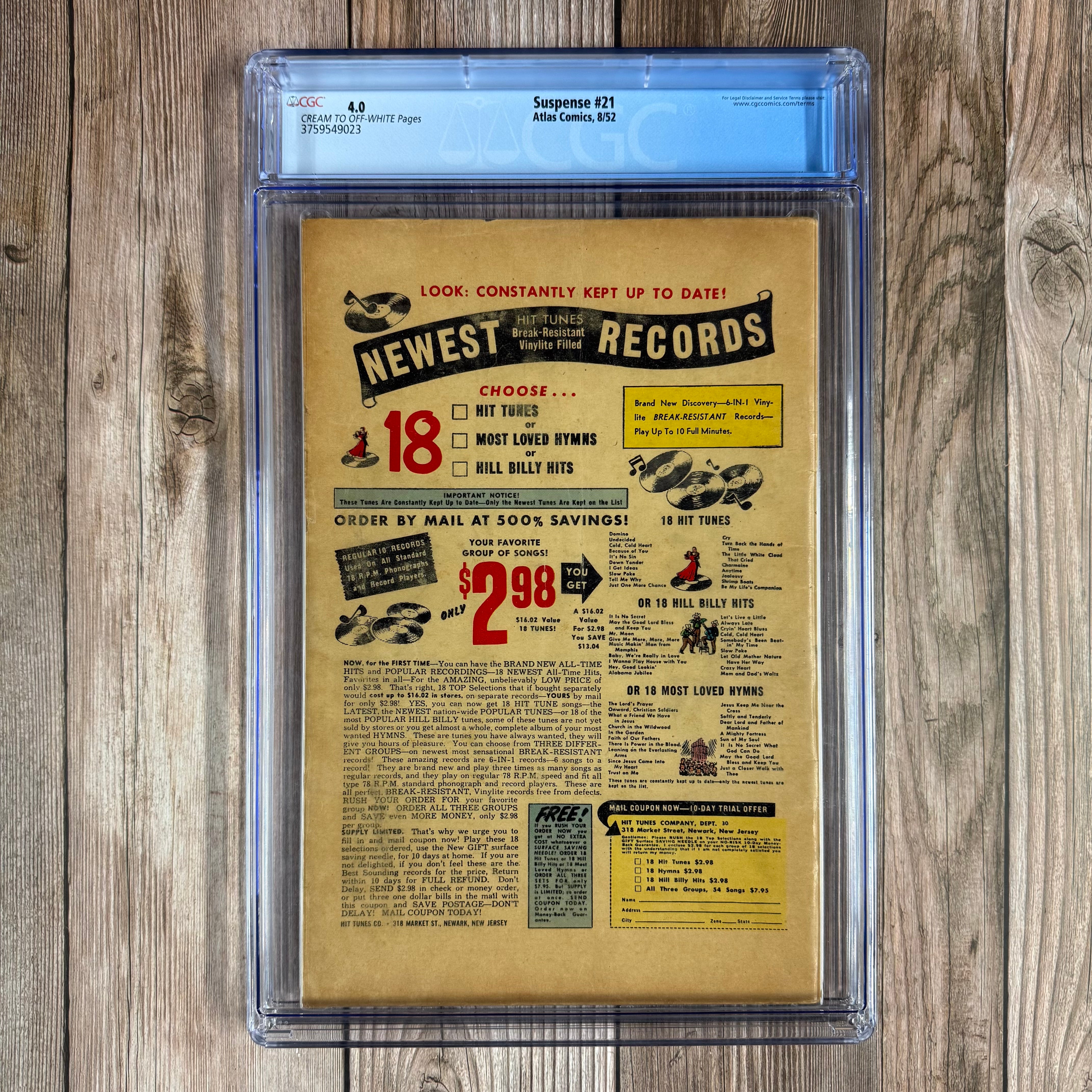 Suspense #21 CGC 4.0 Cover Art by Bill Everett – Bry's Comics