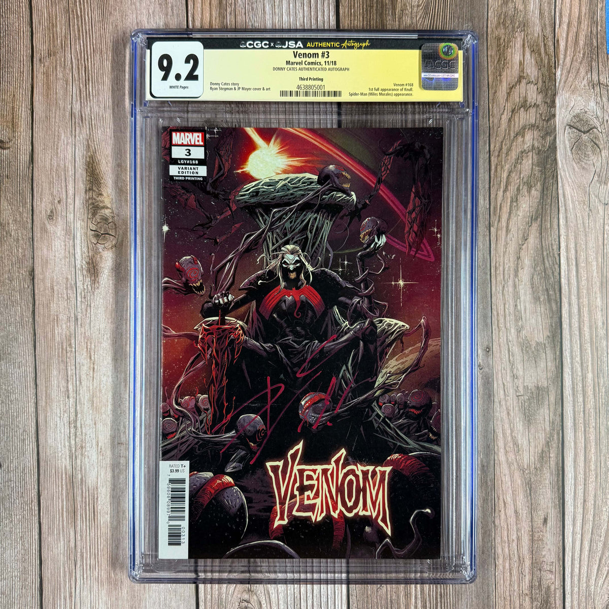 Venom #3 CGC 9.2 WP Authentic Autograph of Donny Cates , 3rd Printing ...